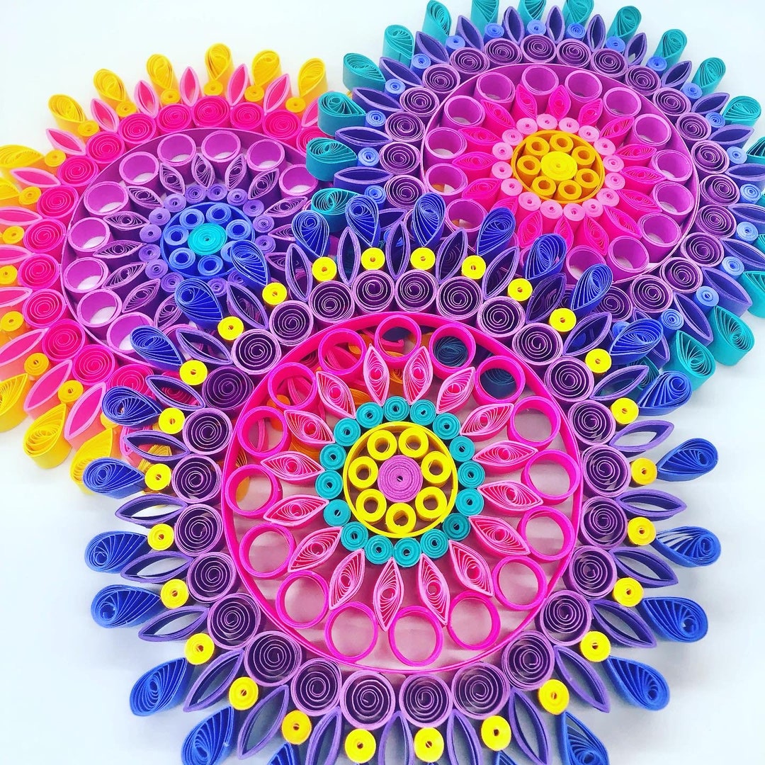Set of 3 Mandala Quilled Paper Artwork - Unique Customized Gift - Wall ...