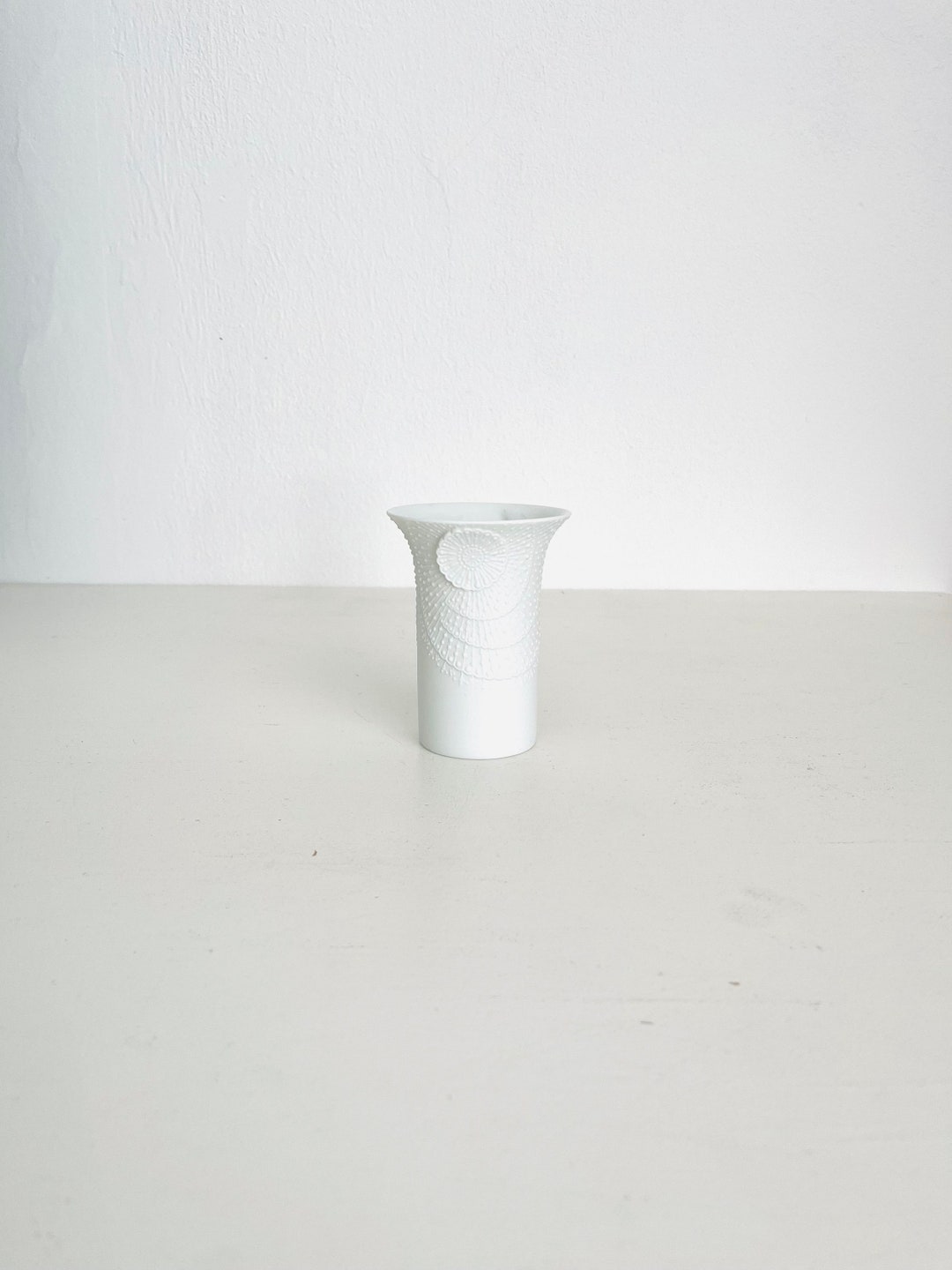White Vase AK Kaiser Porcelain Op Art Relief Decoration Design by ...