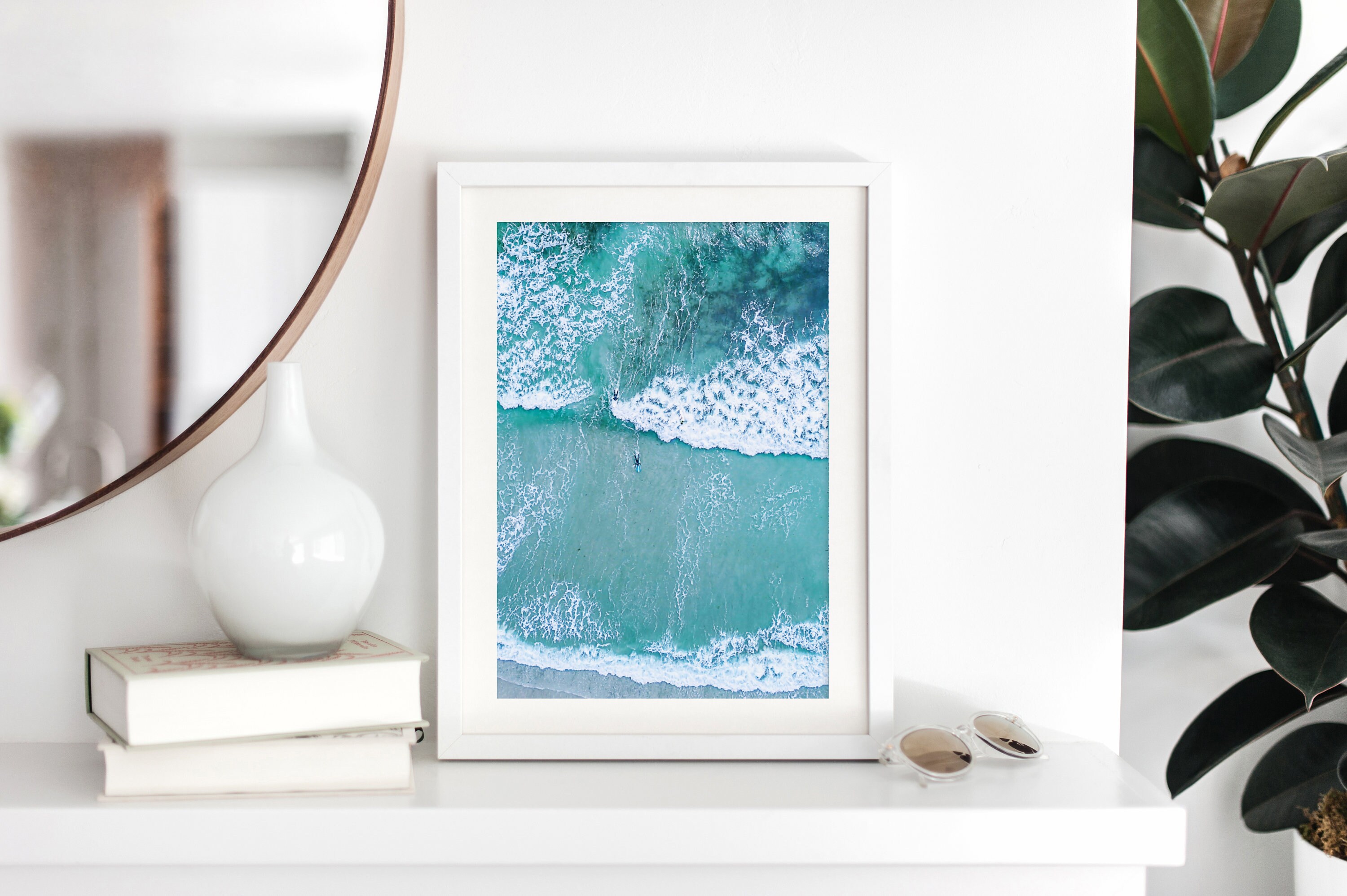 Beach Surf Printable Ocean Poster Surf Art Print Aerial | Etsy