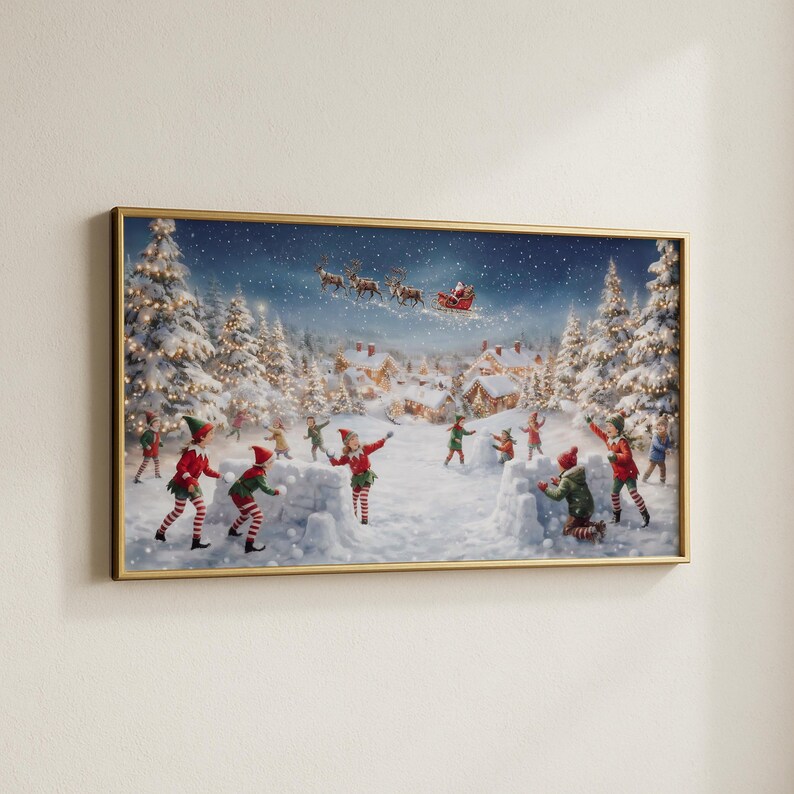 Santa Sleigh Christmas Frame TV Art, Festive Samsung Frame TV Art ...