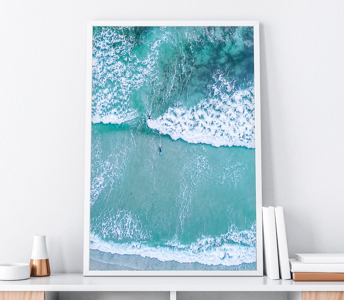Beach Surf Printable Ocean Poster Surf Art Print Aerial | Etsy