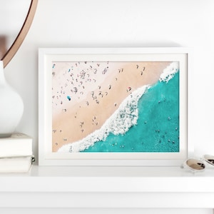 Aerial Beach Print, Beach Aerial View, Seaside Photo, People on Beach ...