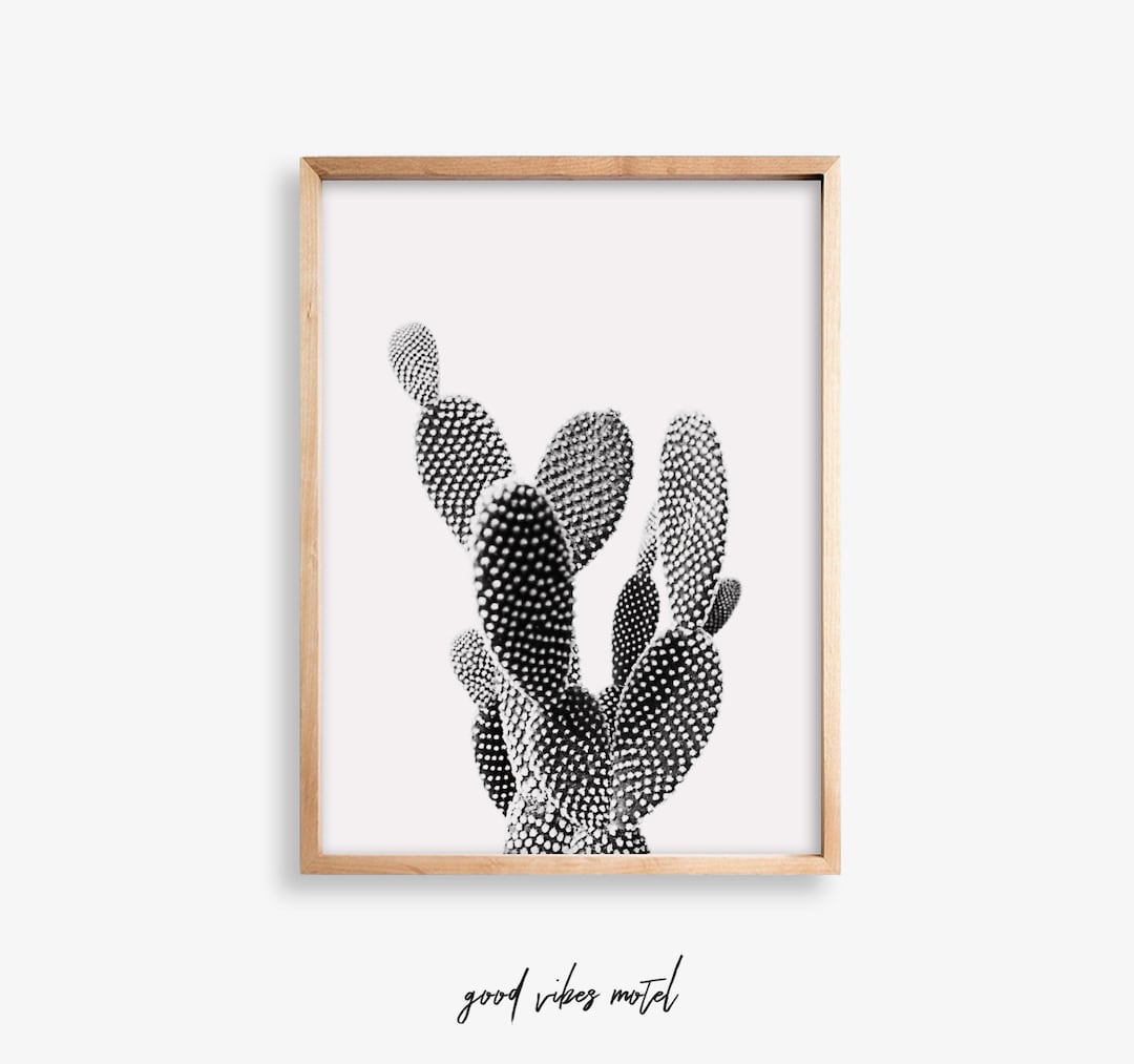 Cactus Print, Digital Download, Cactus Wall Art, Black and White Art ...