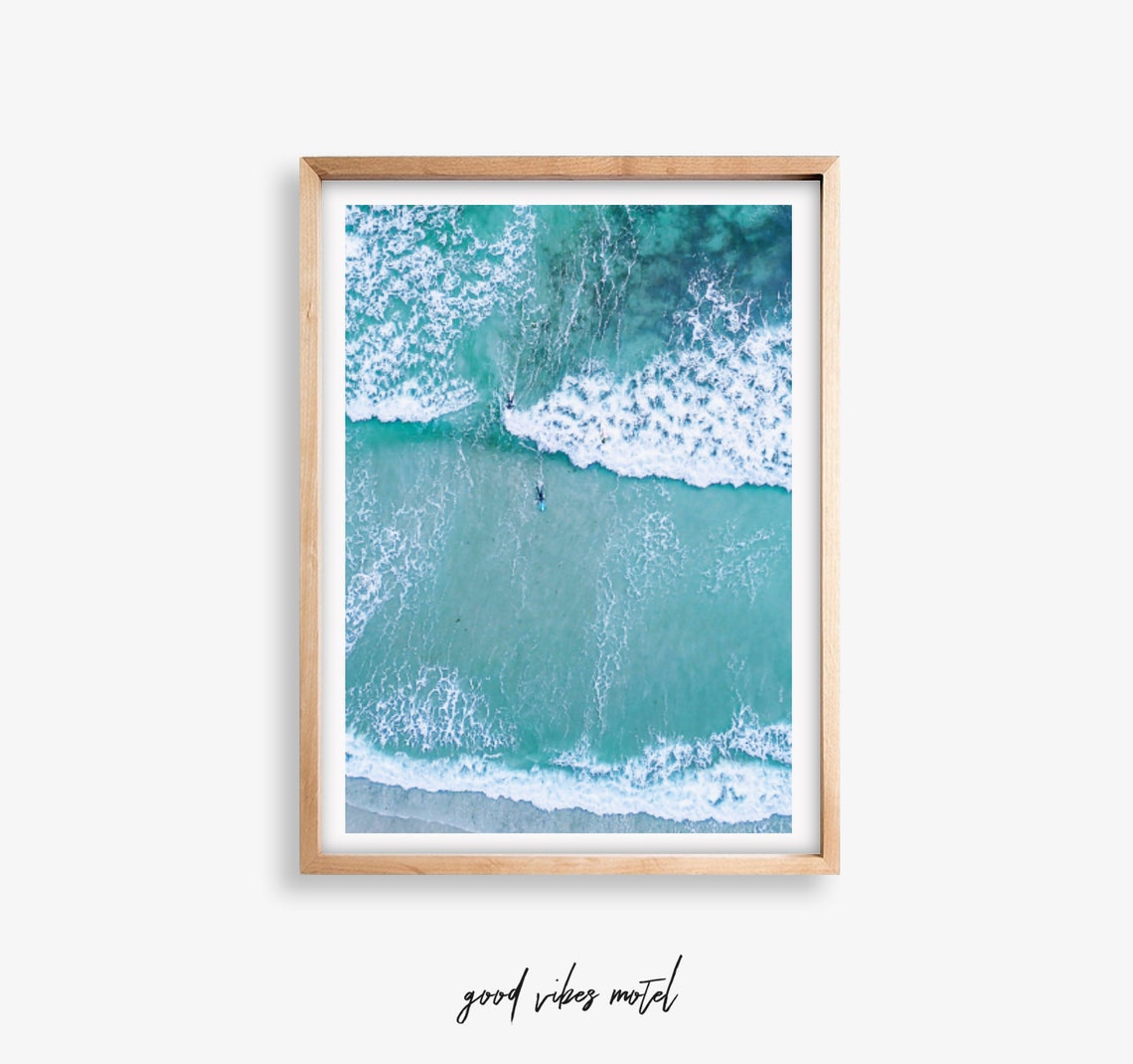 Beach Surf Printable Ocean Poster Surf Art Print Aerial | Etsy
