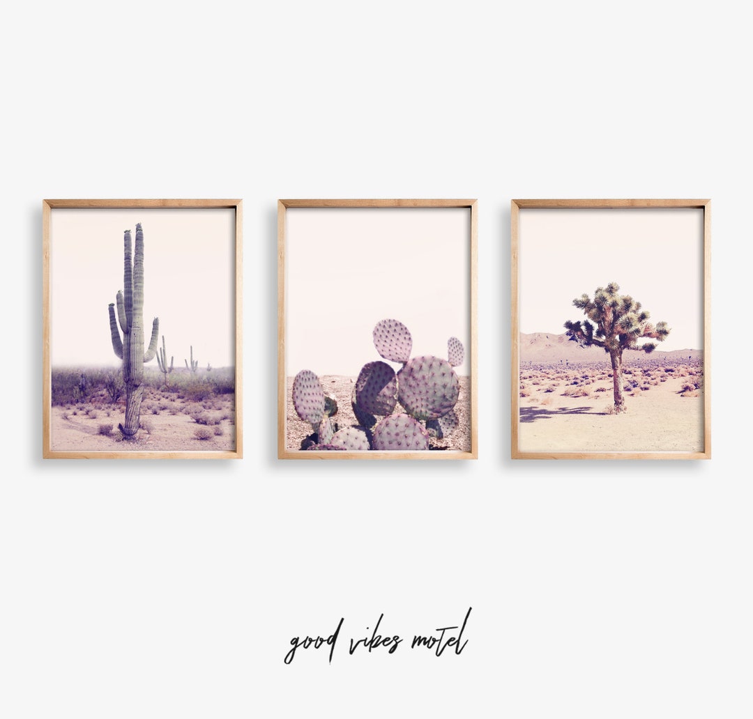 Southwestern Decor Cactus Print, Printable Wall Art Set of 3, Desert ...