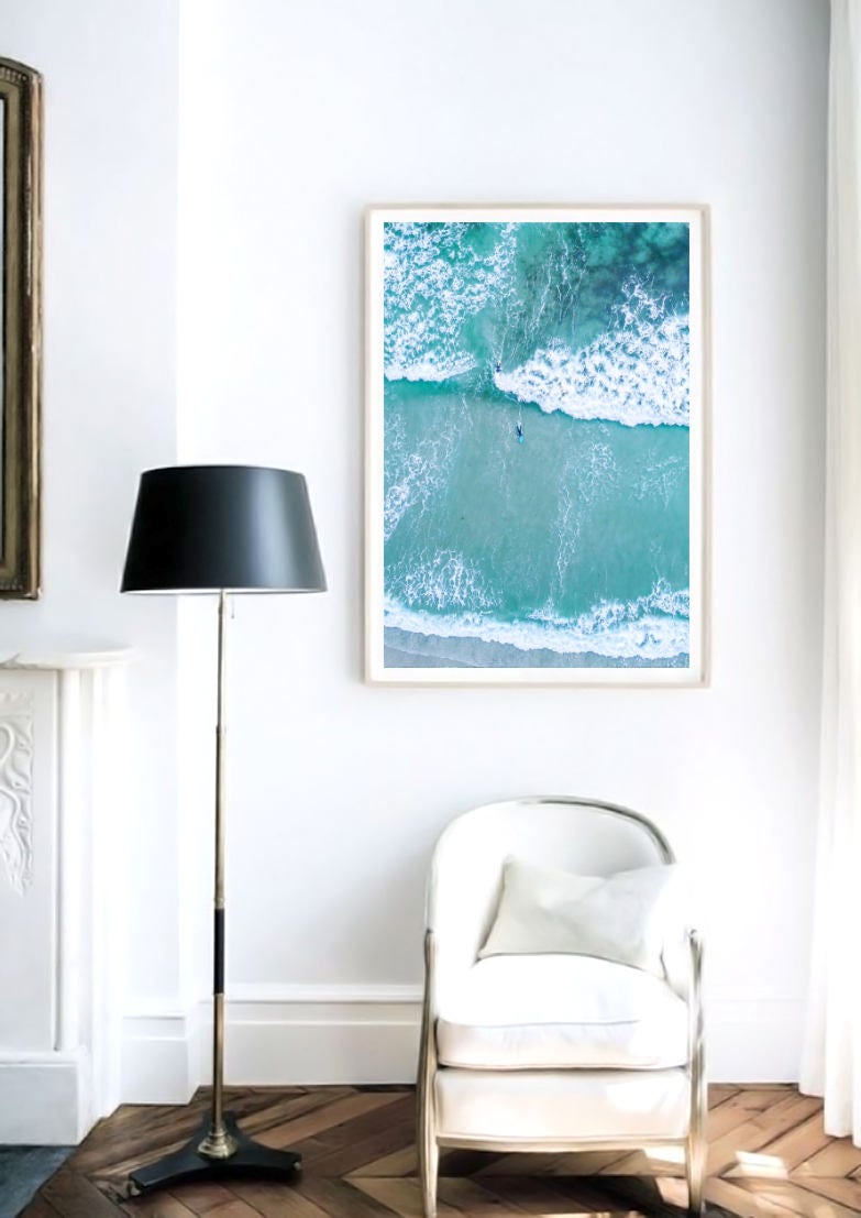 Beach Surf Printable Ocean Poster Surf Art Print Aerial | Etsy