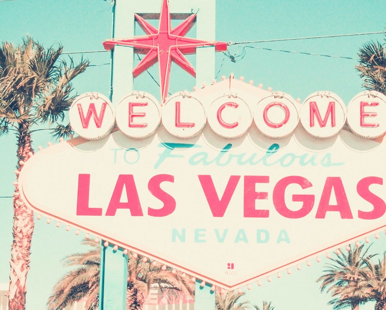 Las Vegas Sign Print Welcome to Las Vegas Retro Sign - Etsy
