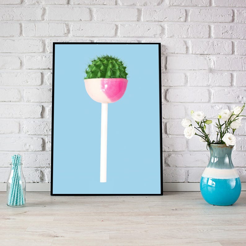 Lollipop Wall Art, Cactus Collage Printable Download, Cactus Lollipop ...