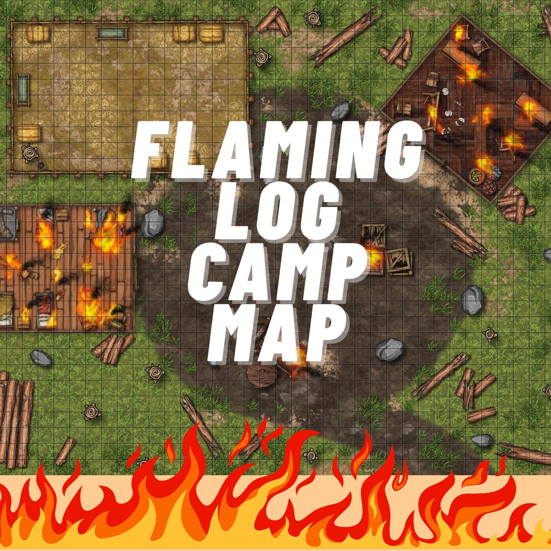 Flaming Log Camp. TTRPG Map! 2k Resolution. Printable Battle Map! - Etsy UK