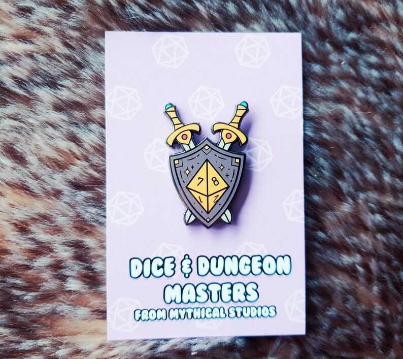 D8 Dice Shield Enamel Pin - Etsy