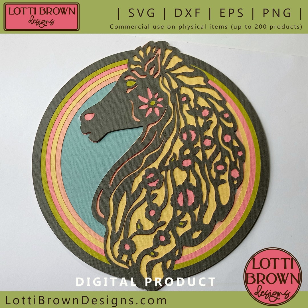 Layered Horse SVG, Horse Head SVG, Horse With Flowing Mane SVG Cut File ...
