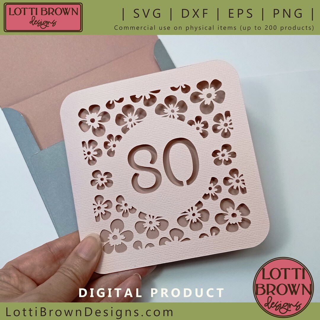 Floral 80th Birthday Card Template, 80th Birthday Card SVG, 80th Card ...