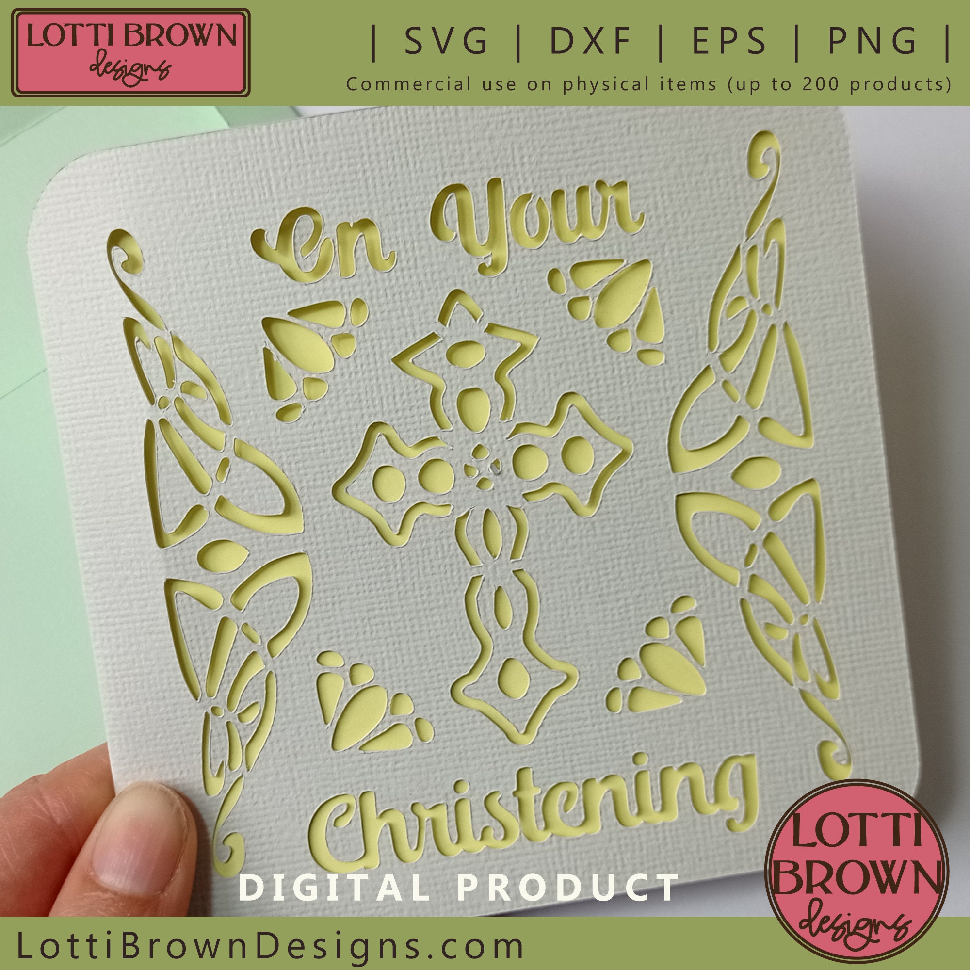 Christening Card SVG Christening Card Template Downloadable - Etsy