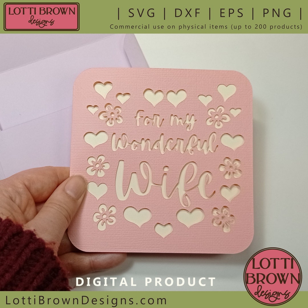 Wife Card SVG, Wife Card Template, Wife Birthday Card or Anniversary ...