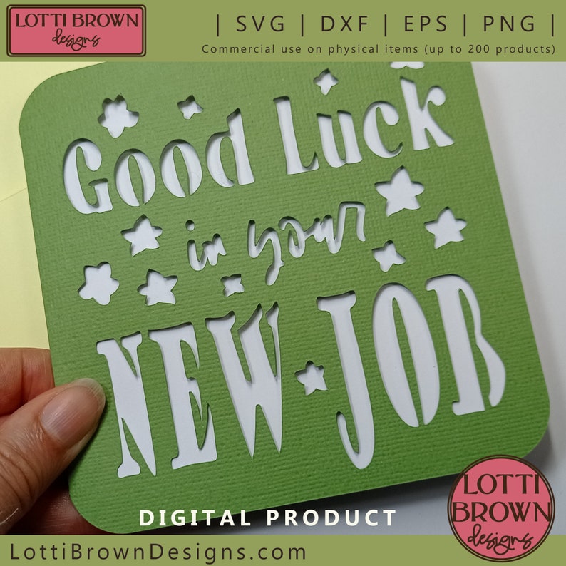 New Job Card SVG 'good Luck in Your New Job' Card - Etsy