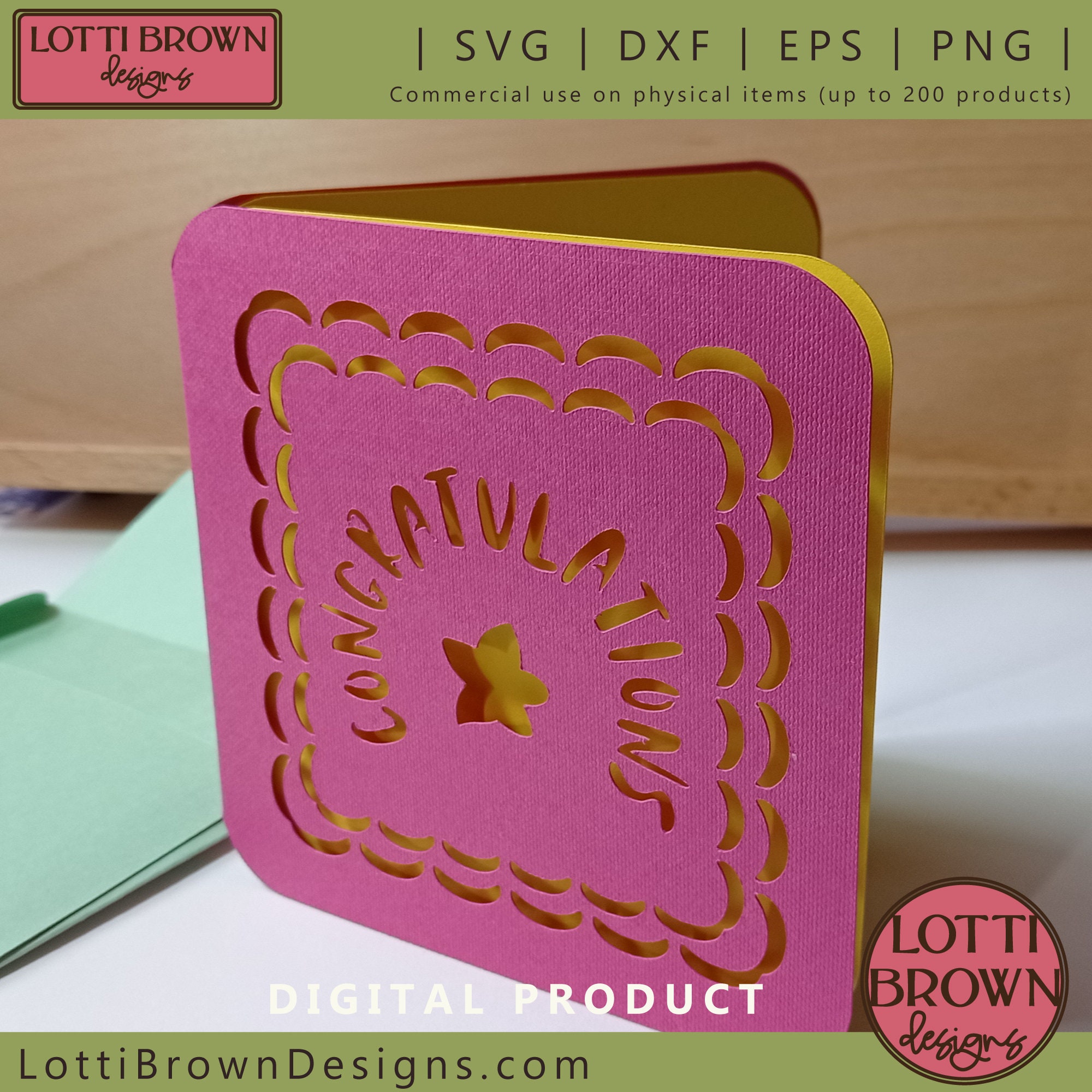 Congratulations Card SVG Congratulations Card Template - Etsy