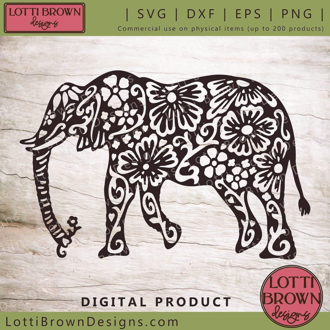 Floral Elephant SVG Patterned Elephant Cut File Elephant - Etsy