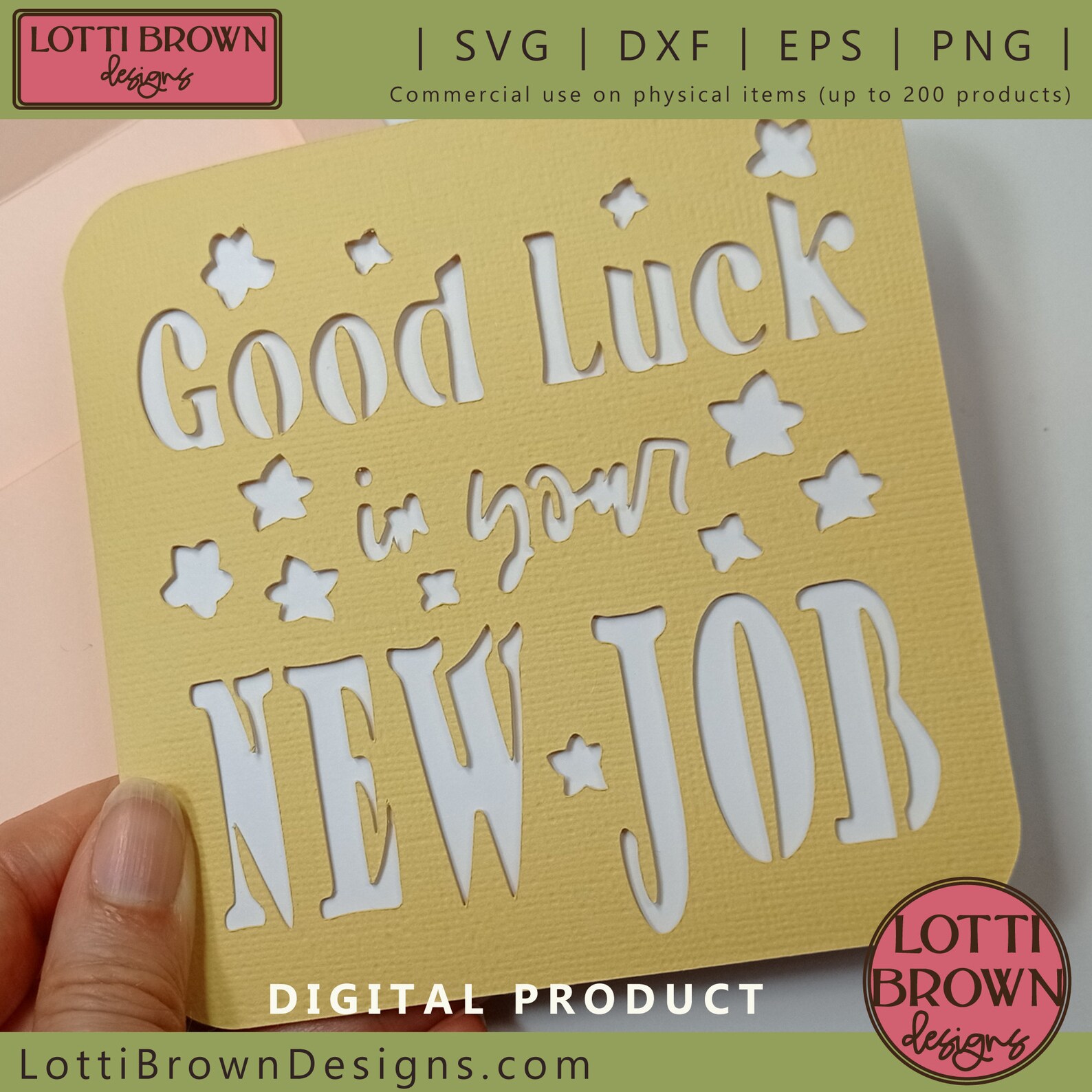 New Job Card SVG 'good Luck in Your New Job' Card - Etsy