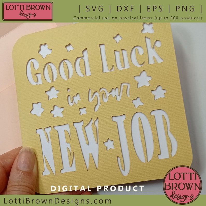 New Job Card SVG 'good Luck in Your New Job' Card - Etsy