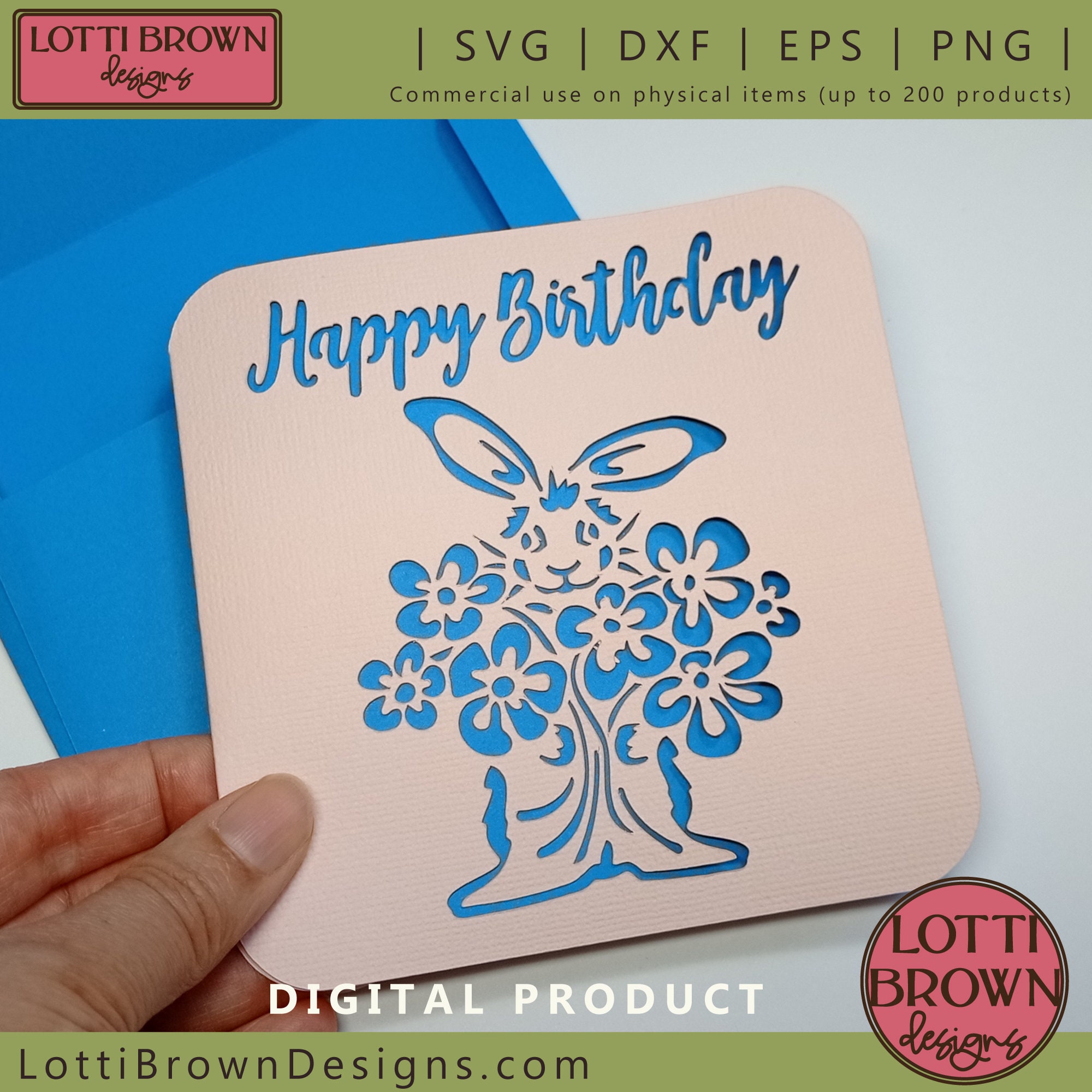 Bunny Birthday Card SVG File Cute Birthday Card SVG Template - Etsy UK