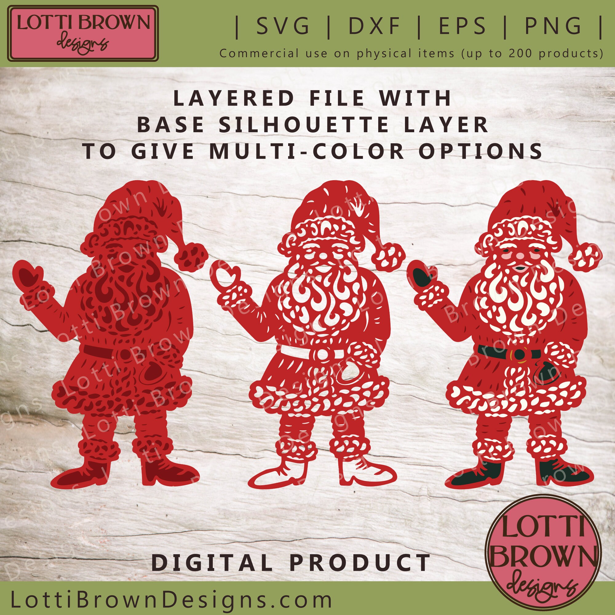 Layered Santa SVG Cut File Santa Claus PNG Santa PNG Dxf | Etsy