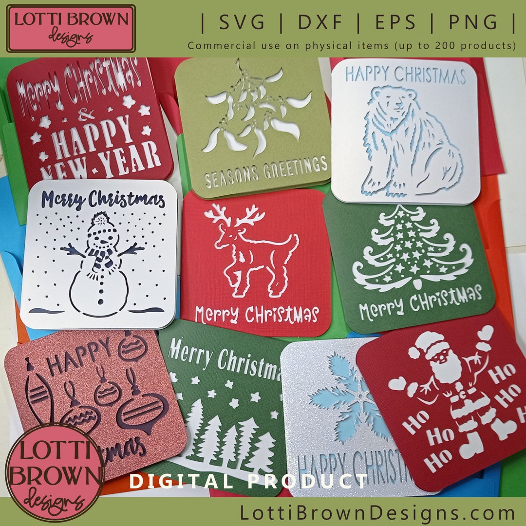 Christmas Card SVG Bundle for Cutting Machines Ten Christmas Card ...