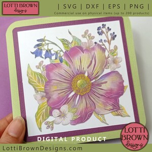 Pink Flower Print and Cut Card Template Print Then Cut Card - Etsy