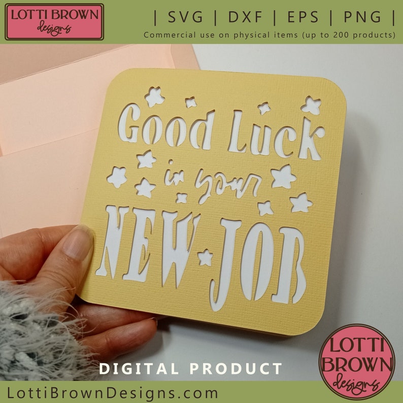 New Job Card SVG 'good Luck in Your New Job' Card - Etsy