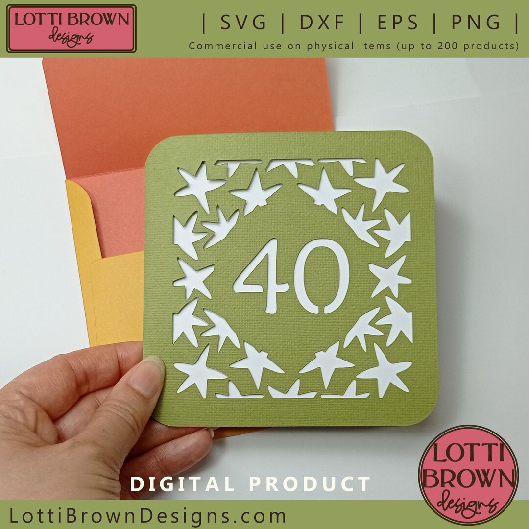 Stars 40th Birthday Card Template 40th Birthday Card SVG - Etsy UK