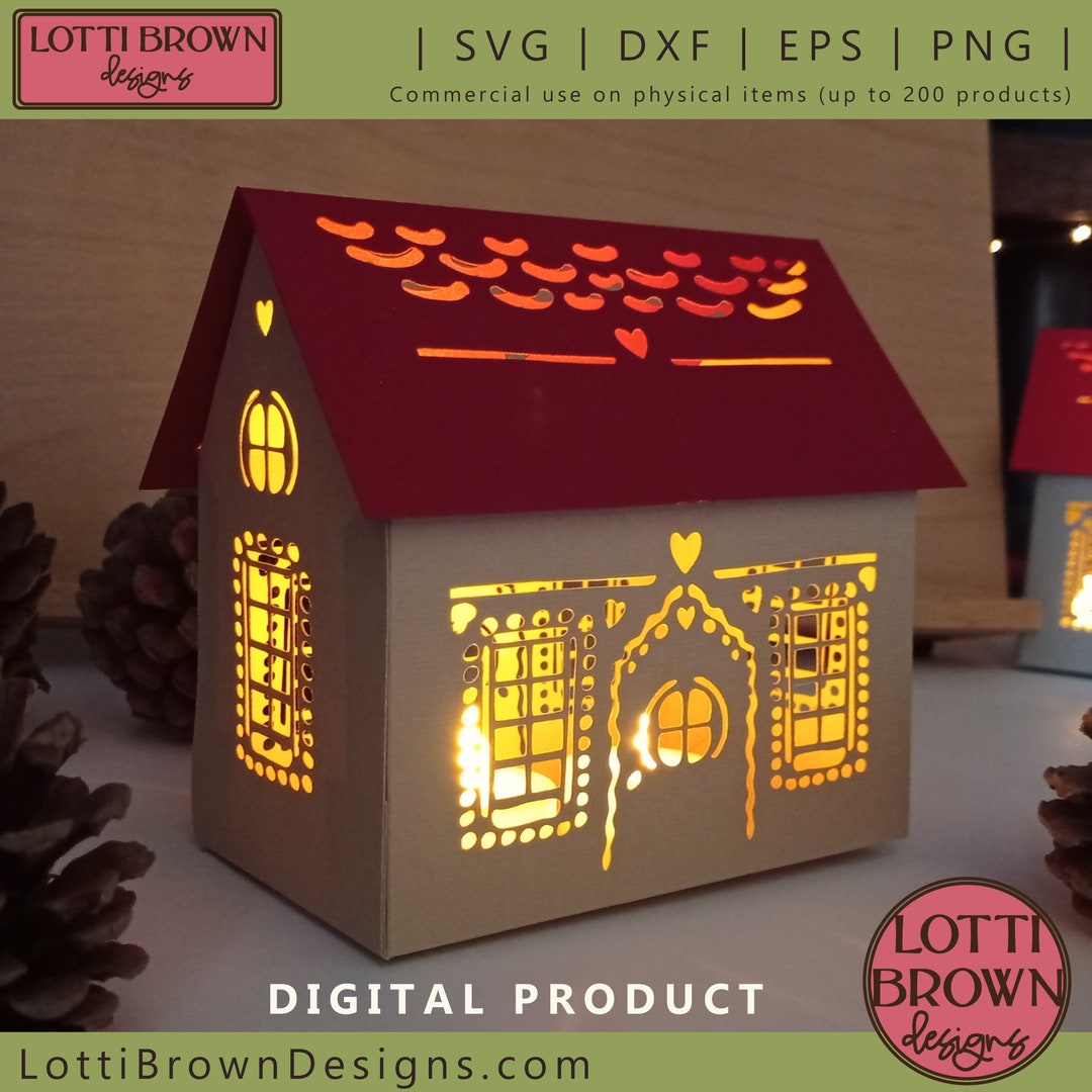 Paper Gingerbread House Template Light-up Paper House Svg, Eps, Dxf ...