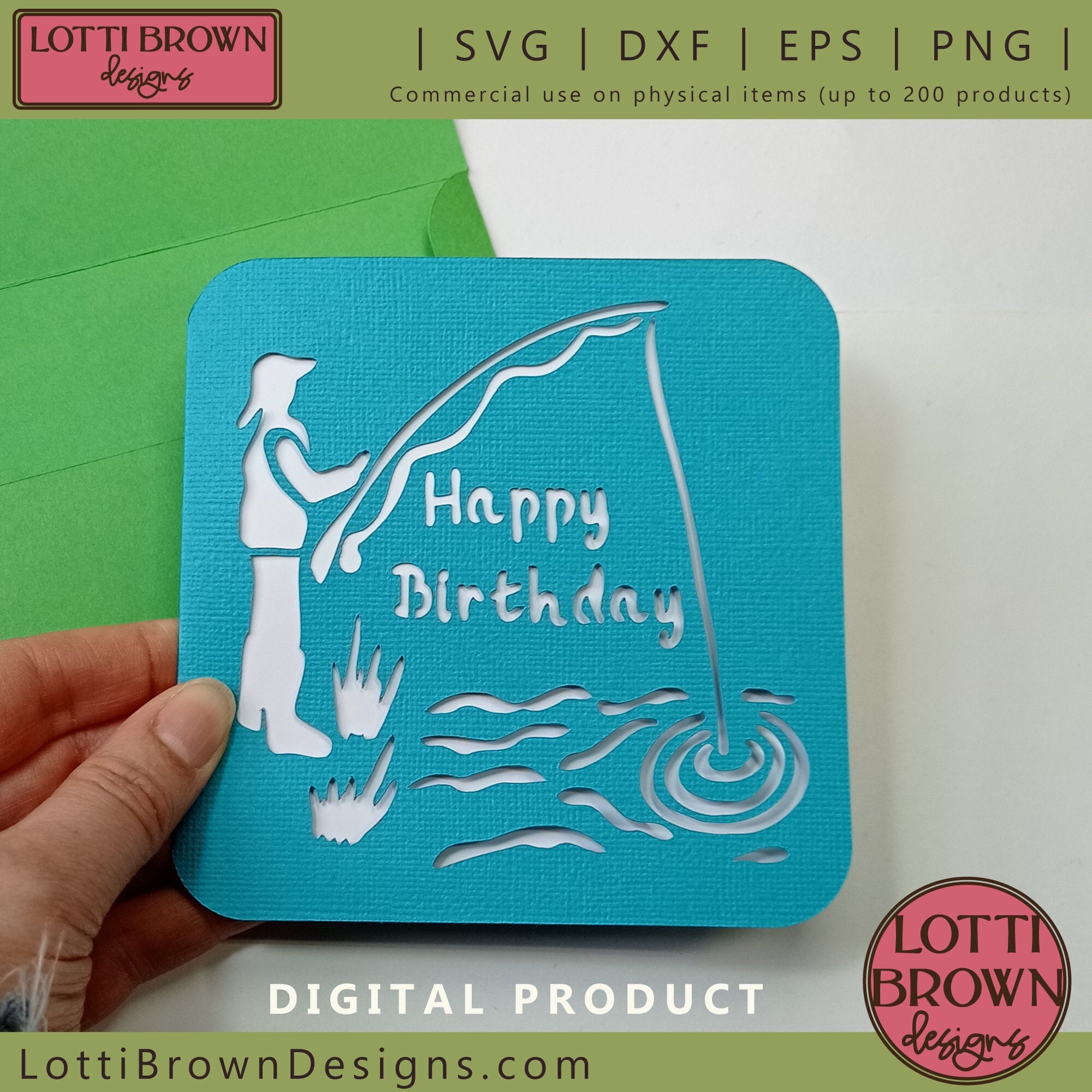 Fishing Card SVG Fishing Birthday Card SVG Template Fishing - Etsy UK
