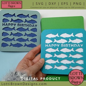 Fish Card SVG, Fishing Card SVG, Fish Birthday Card SVG Template ...