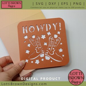 Howdy Card SVG for Cutting Machines , Just to Say Hello Card Template ...