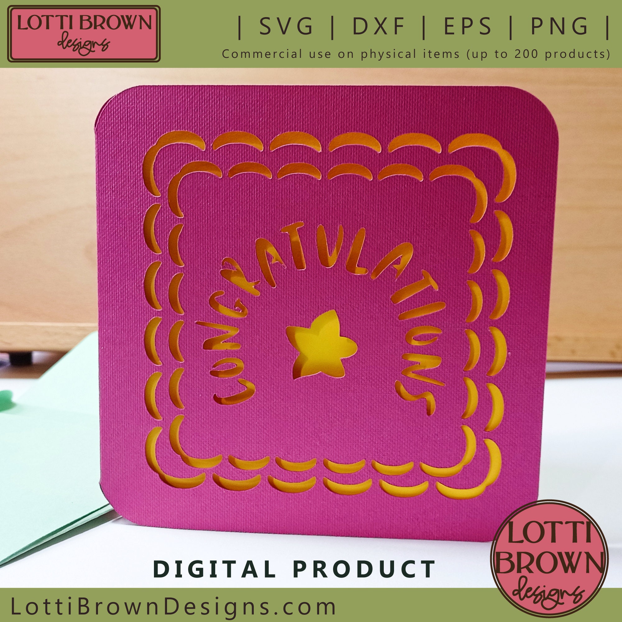 Congratulations Card SVG Congratulations Card Template - Etsy