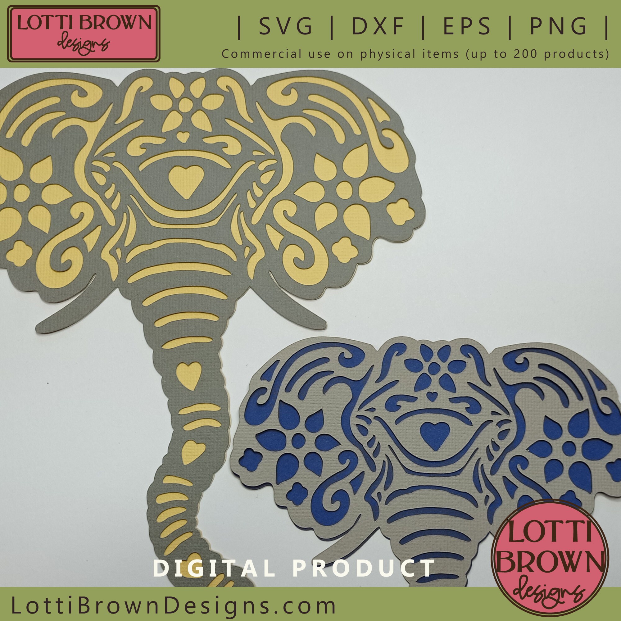Floral Elephant Face SVG Patterned Elephant Face PNG SVG - Etsy