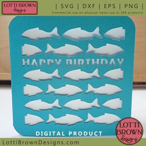 Fish Card SVG, Fishing Card SVG, Fish Birthday Card SVG Template ...