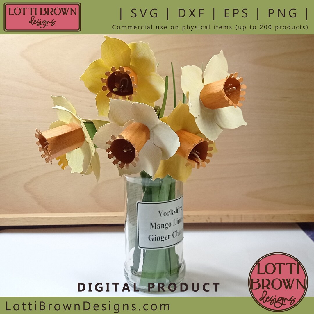 Paper Daffodil SVG Papercraft Daffodils Template Papercraft Flowers Svg ...