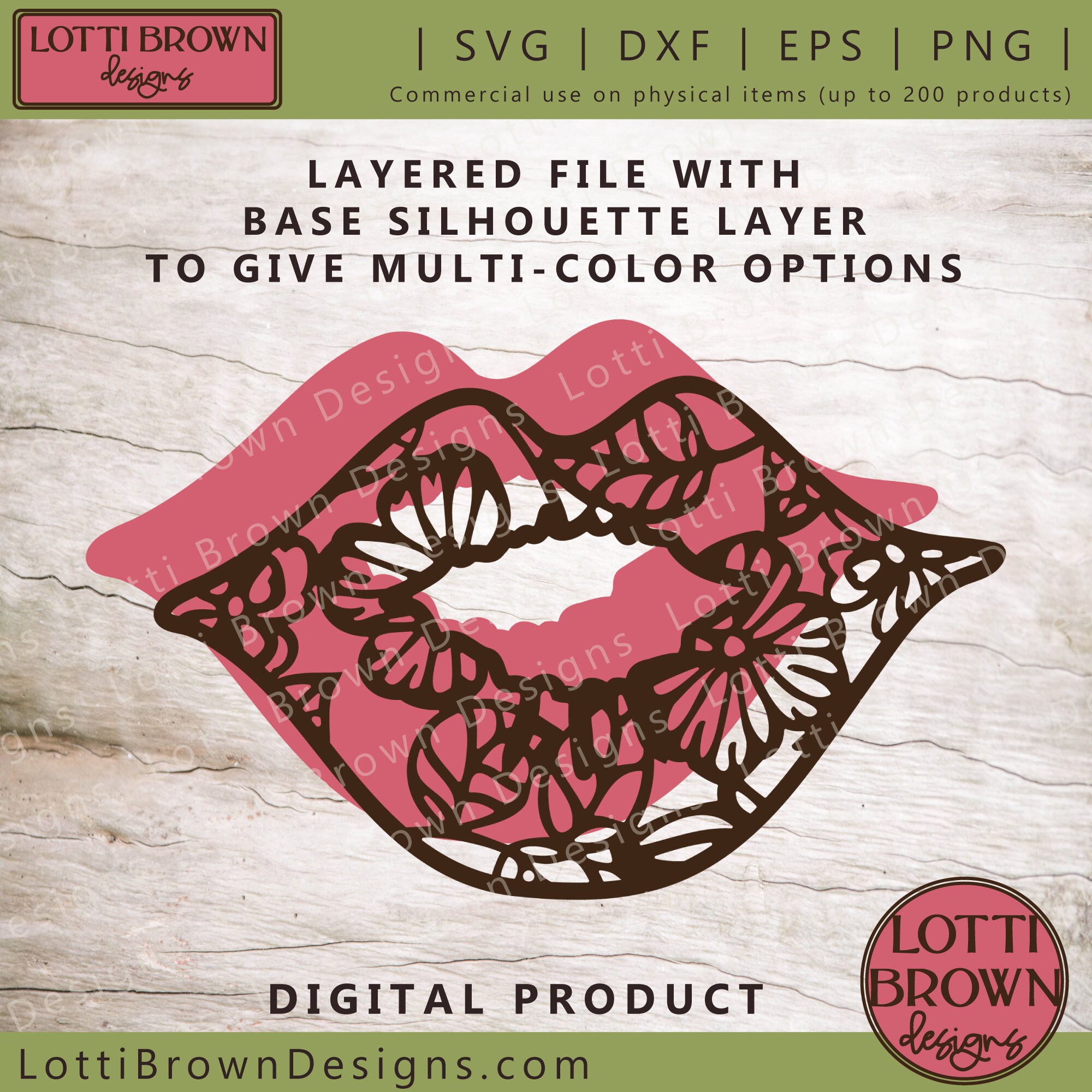 Floral Lips SVG Cut File Lips PNG Dxf Eps Lips SVG | Etsy Canada