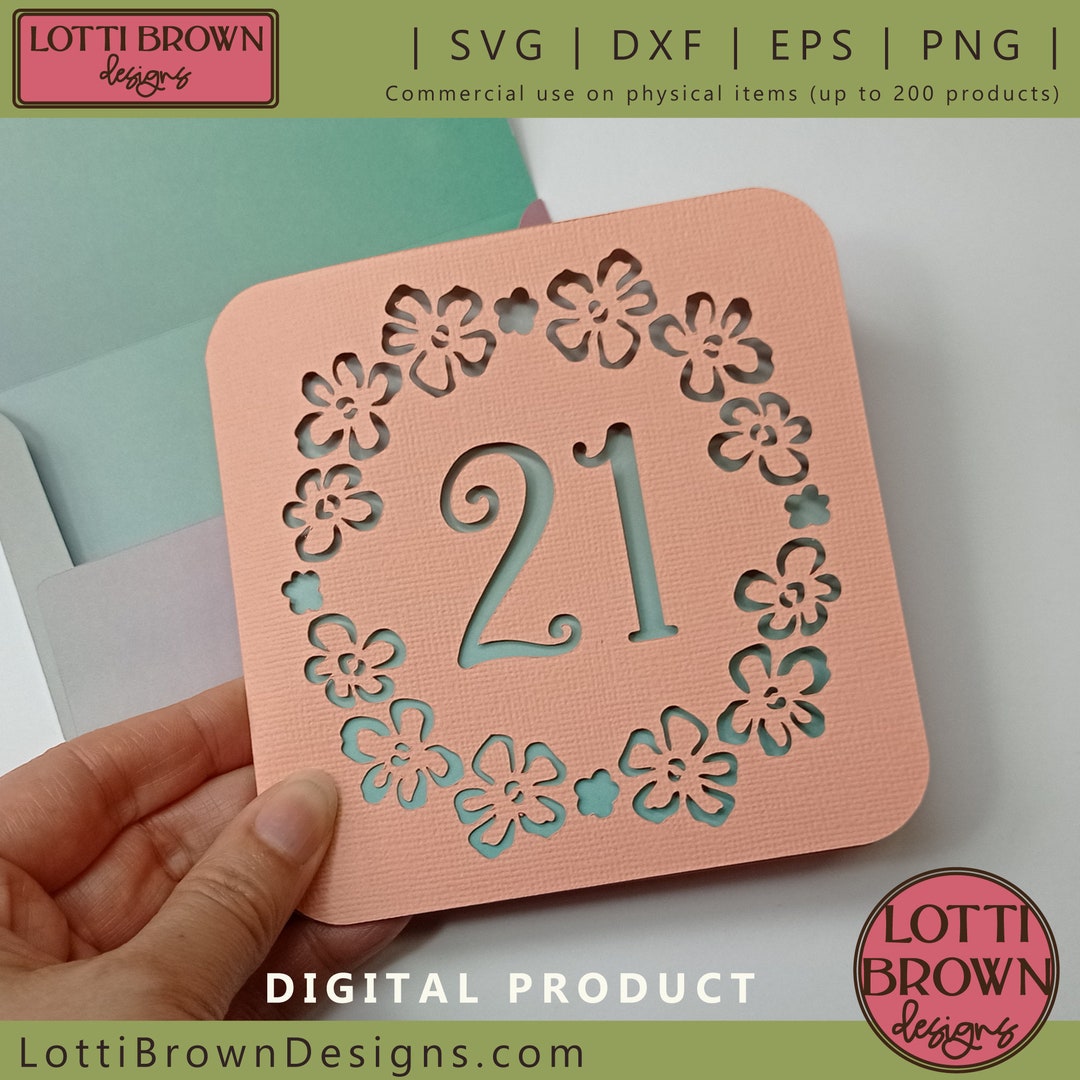Floral 21st Birthday Card Template, 21st Birthday Card SVG, 21st Card ...