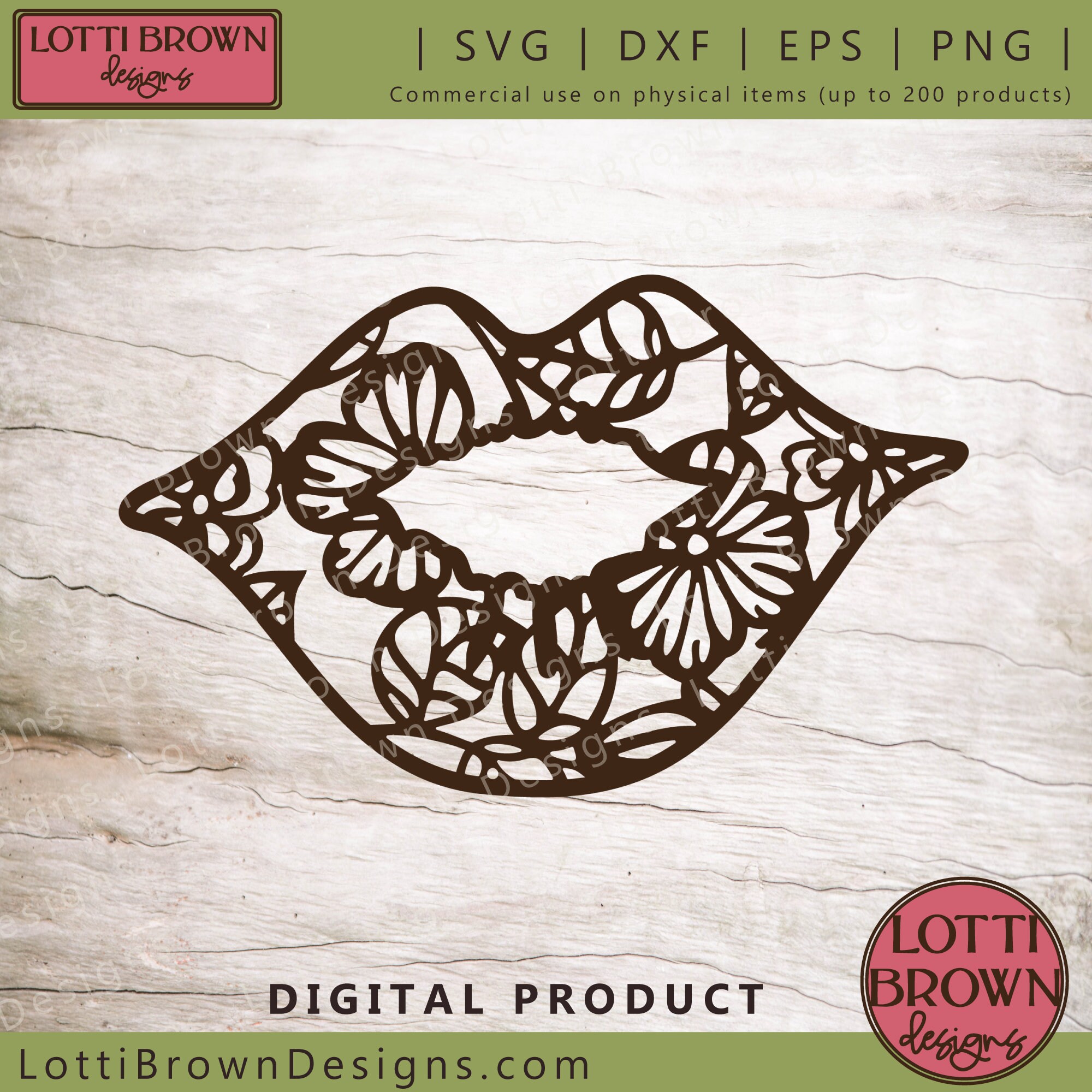 Floral Lips SVG Cut File Lips PNG Dxf Eps Lips SVG | Etsy Canada