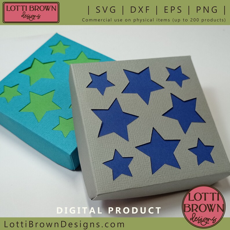 Stars Gift Box Template Stars Square Box SVG Template With - Etsy