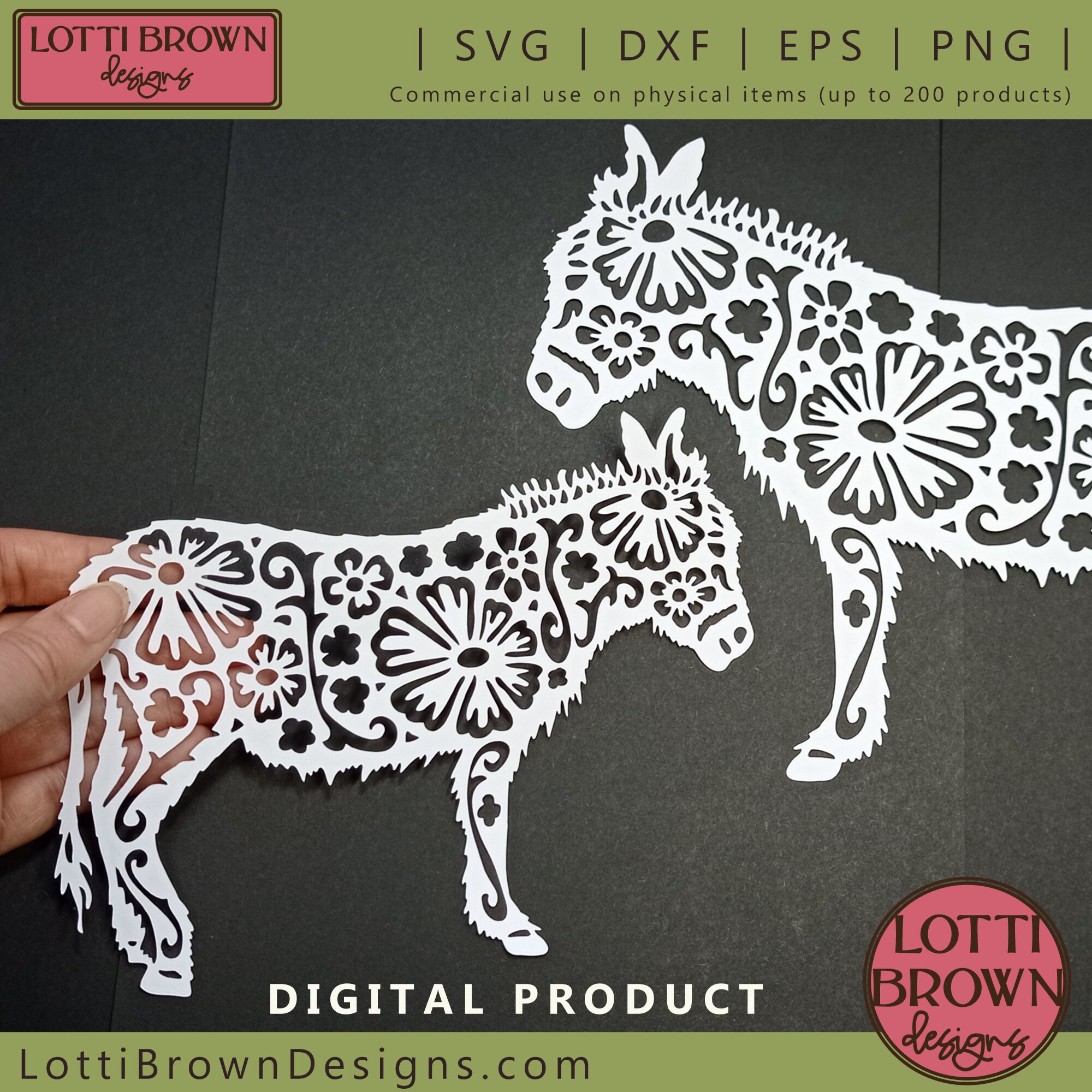 Floral Donkey SVG Ornate Donkey Cut File Donkey Clip Art - Etsy UK