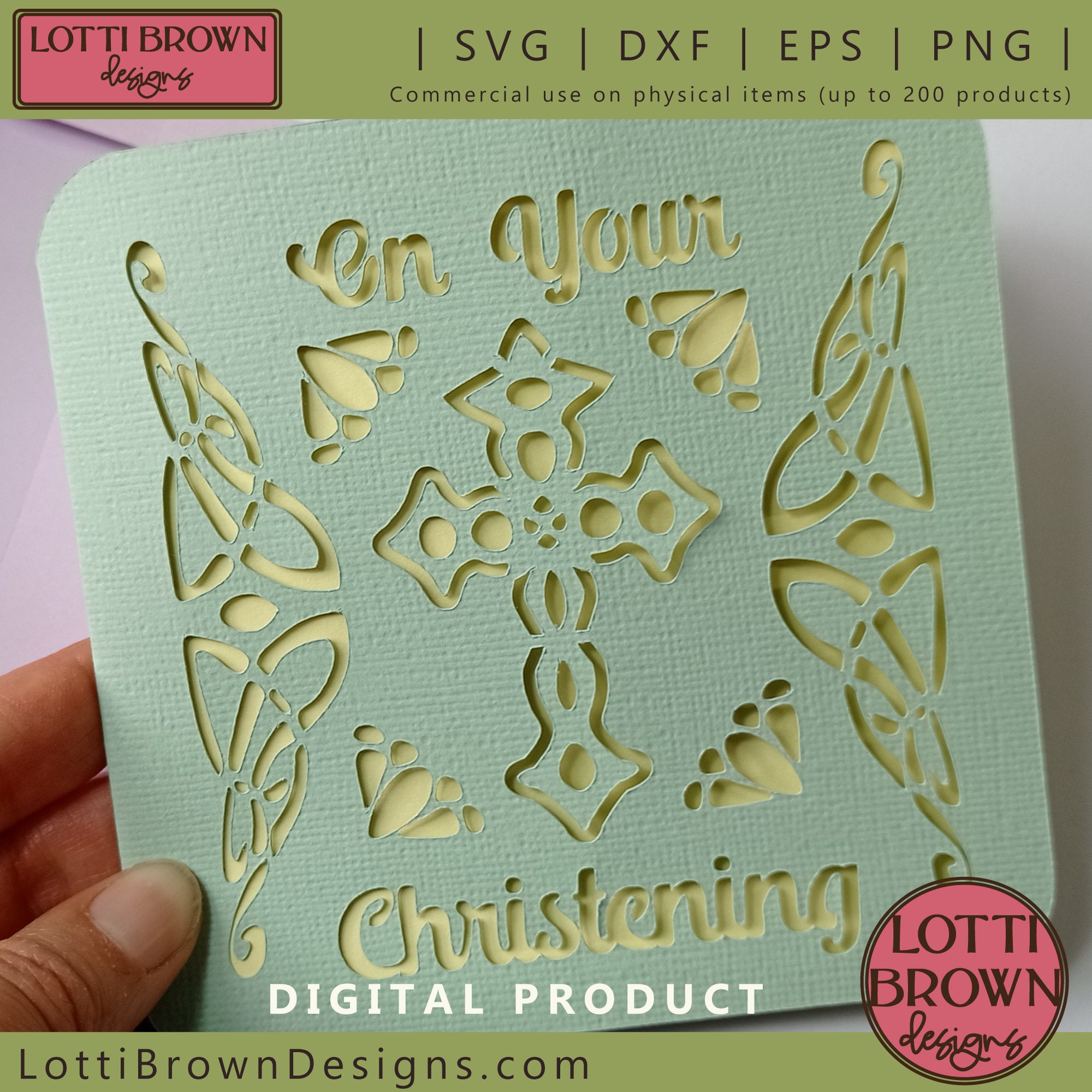 Christening Card SVG Christening Card Template Downloadable - Etsy