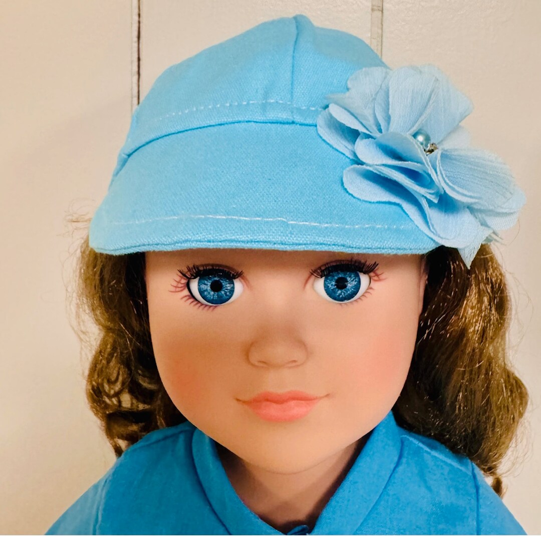 Blue Hat With the Silk Flower, Hat for Dolls, 18" Doll Hat - Etsy