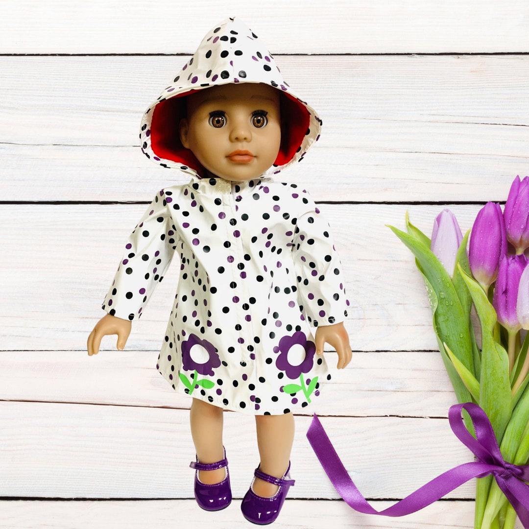 18 Inch Doll Rain Coat , Rain Coat for American 18 Girl , White Rain ...