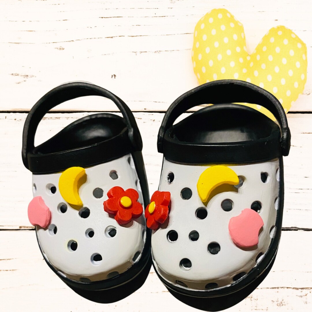 Black and White Crocs for Dolls, Crocs With Charms for 14 Inch Dolls - Etsy