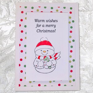 Snowman Greeting Cards, Christmas Cards, Holiday Cards, Hand Stamped ...