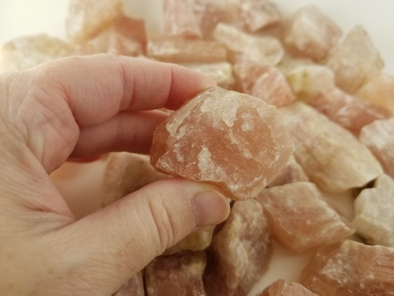 Light Pink Calcite Raw Chunk, Light Pink Calcite, Rough Pink Calcite, 1 ...