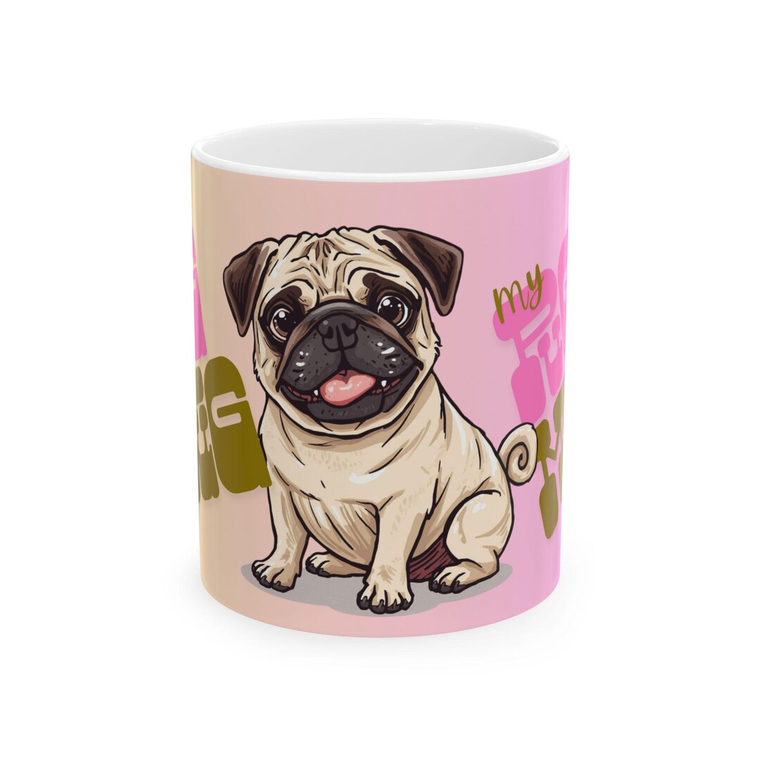 Adorable Pug Ceramic Mug, Cute Coffee Cup Gift for Dog Lovers, Pet ...