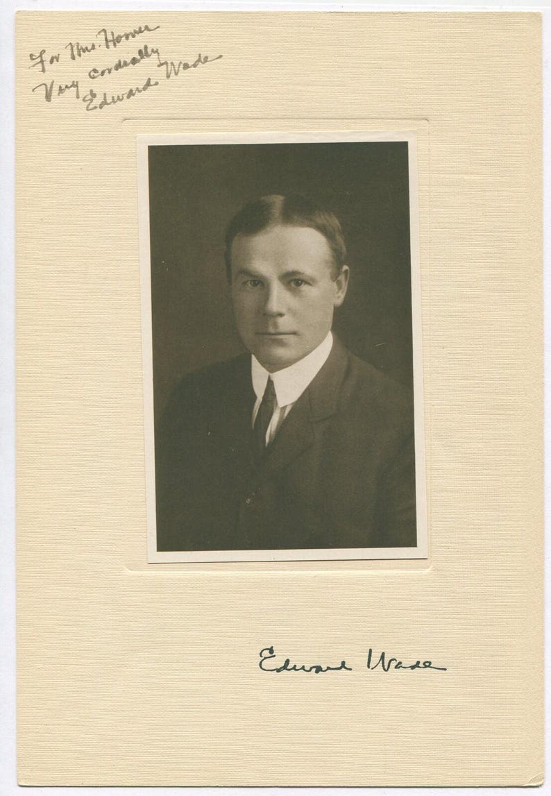 Vintage Edward Wade Actor Autograph Photo - Signed to Mrs Hoover, 5 ...
